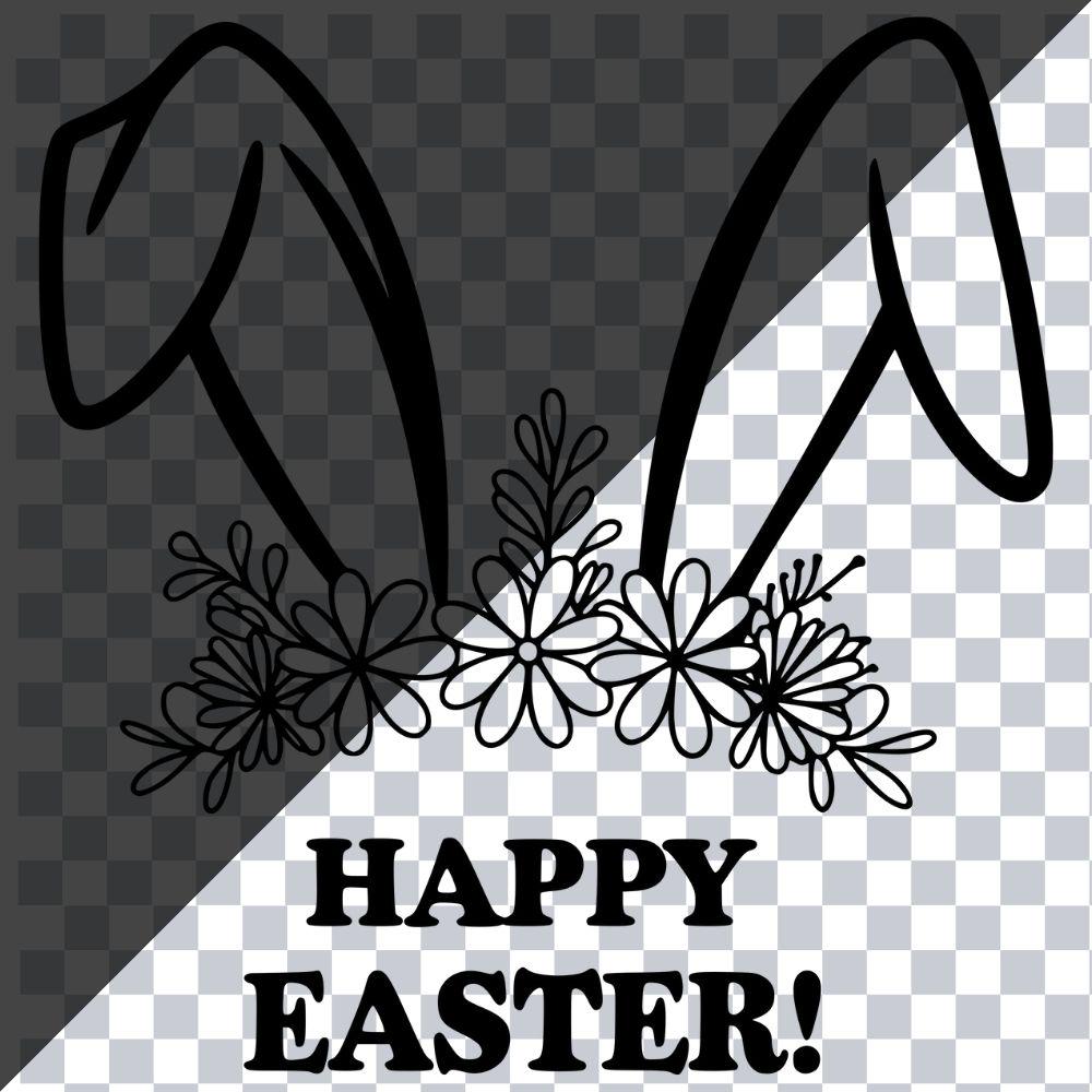Happy Easter SVG, EPS, DXF, Floral Bunny Ears, Sublimation Png, Plotter ...