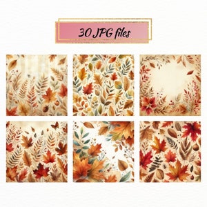 Fall Leaves Patterns | Printable Foliage Digital Paper | Instant Download | Commercial Use ...