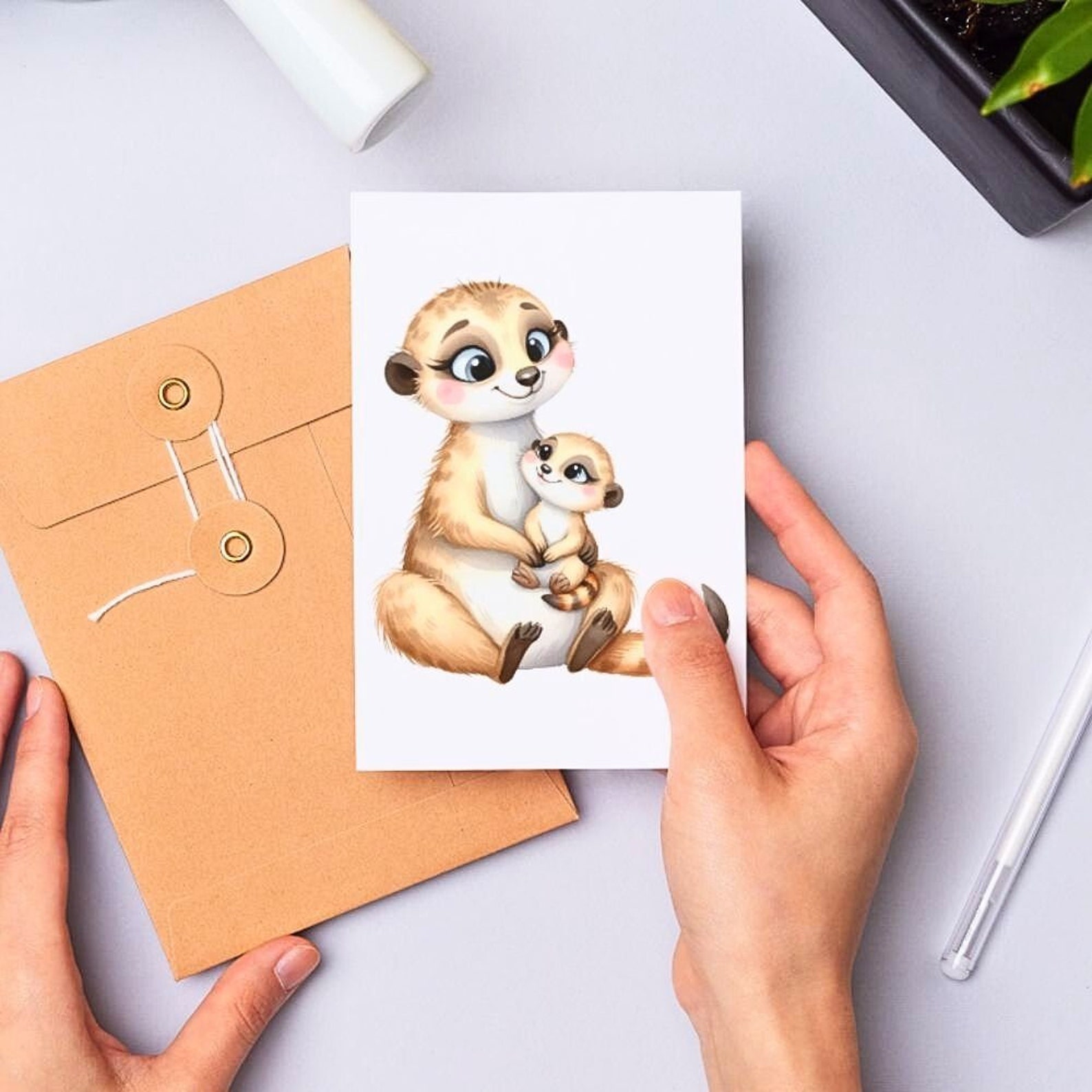 Watercolor Nursery Safari Mom and Baby Animals Clipart, African Animals ...