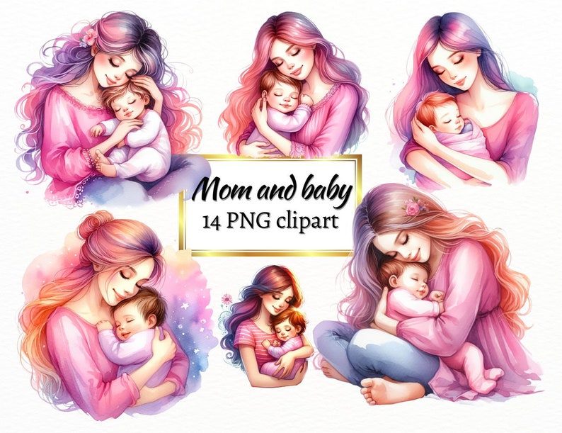 Watercolor Mother’s Day Clipart, Floral Mother’s Day PNG, Neutral ...