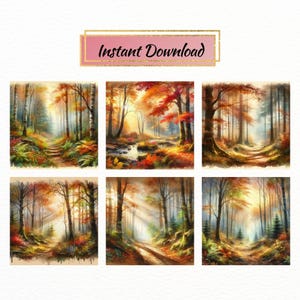 Romantic Fall Forest Digital Paper | Printable Autumn Landscape ...