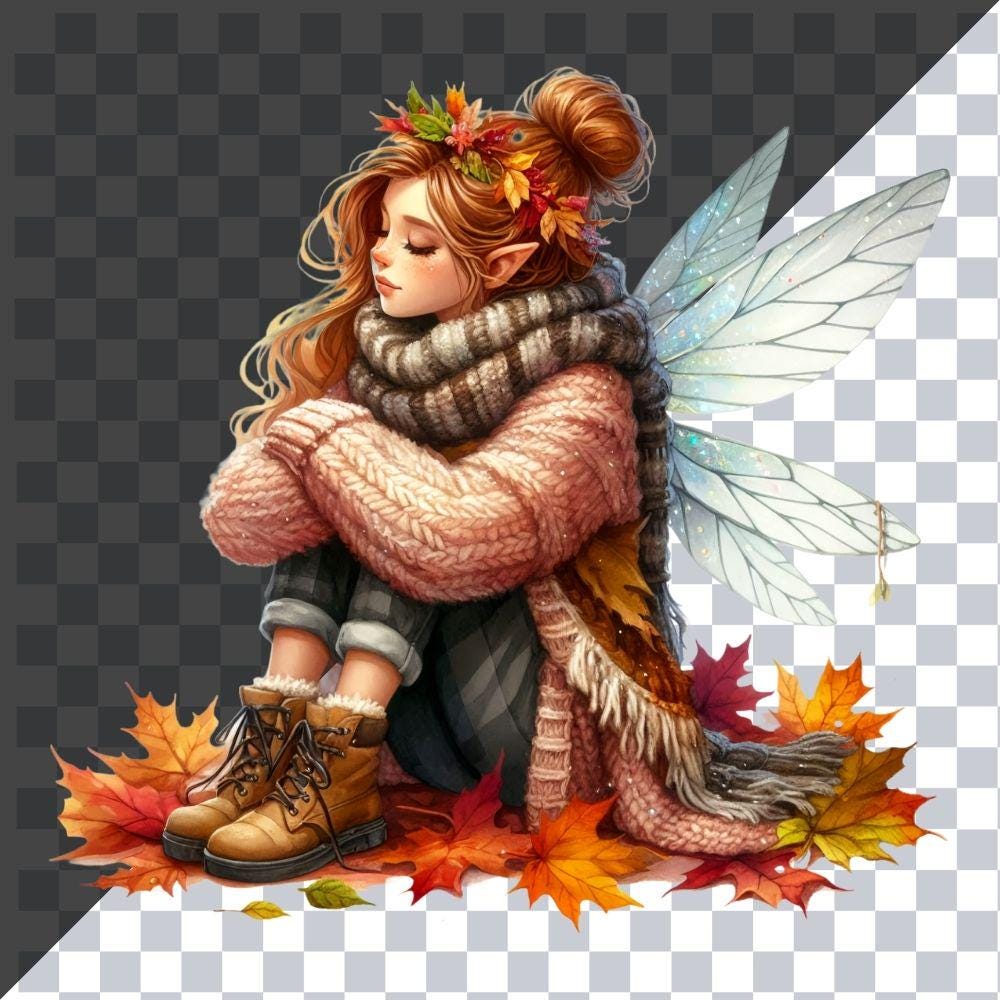 Watercolor Fall Fairy Clipart Bundle, Cute Autumn Fairies PNG, Digital ...