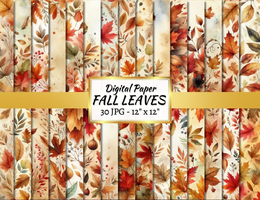 Fall Leaves Patterns | Printable Foliage Digital Paper | Instant Download | Commercial Use ...