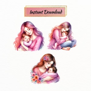 Watercolor Mother’s Day Clipart, Floral Mother’s Day PNG, Neutral ...