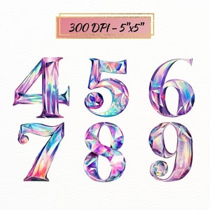 Crystal Watercolor Alphabet PNG, 37 Iridescent Font Clipart, Milestone ...