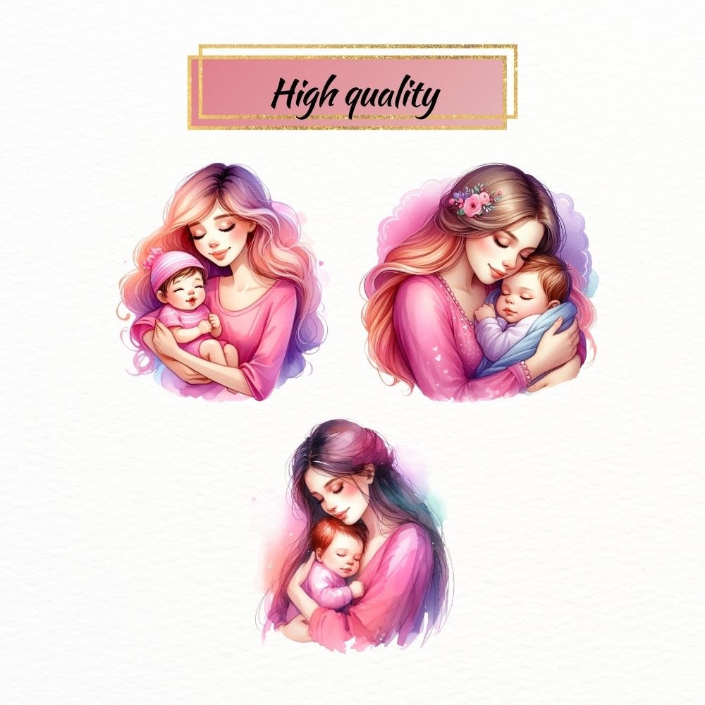 Watercolor Mother’s Day Clipart, Floral Mother’s Day PNG, Neutral ...