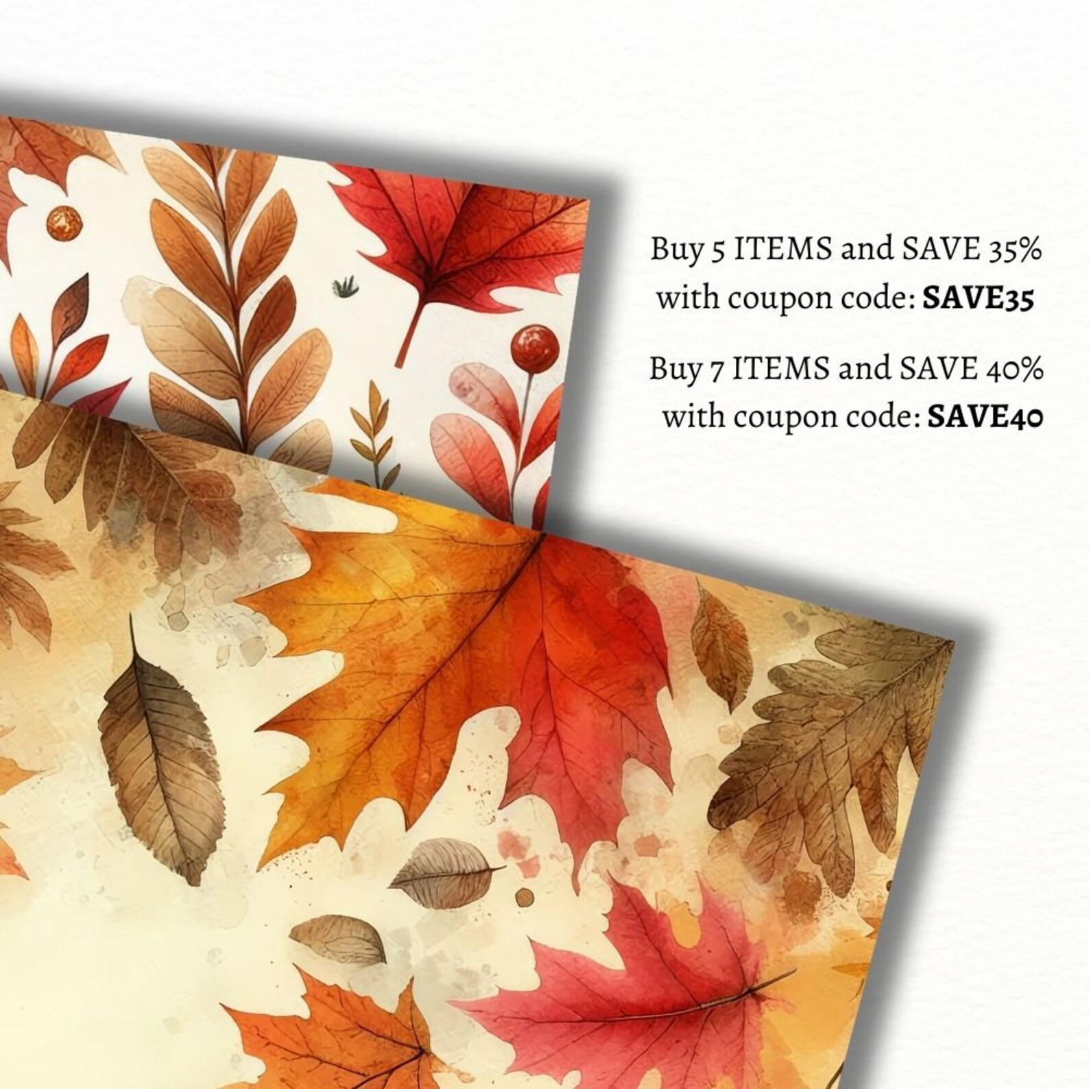Fall Leaves Patterns | Printable Foliage Digital Paper | Instant Download | Commercial Use ...