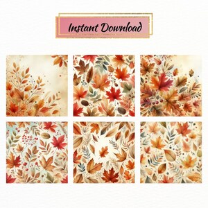 Fall Leaves Patterns | Printable Foliage Digital Paper | Instant Download | Commercial Use ...