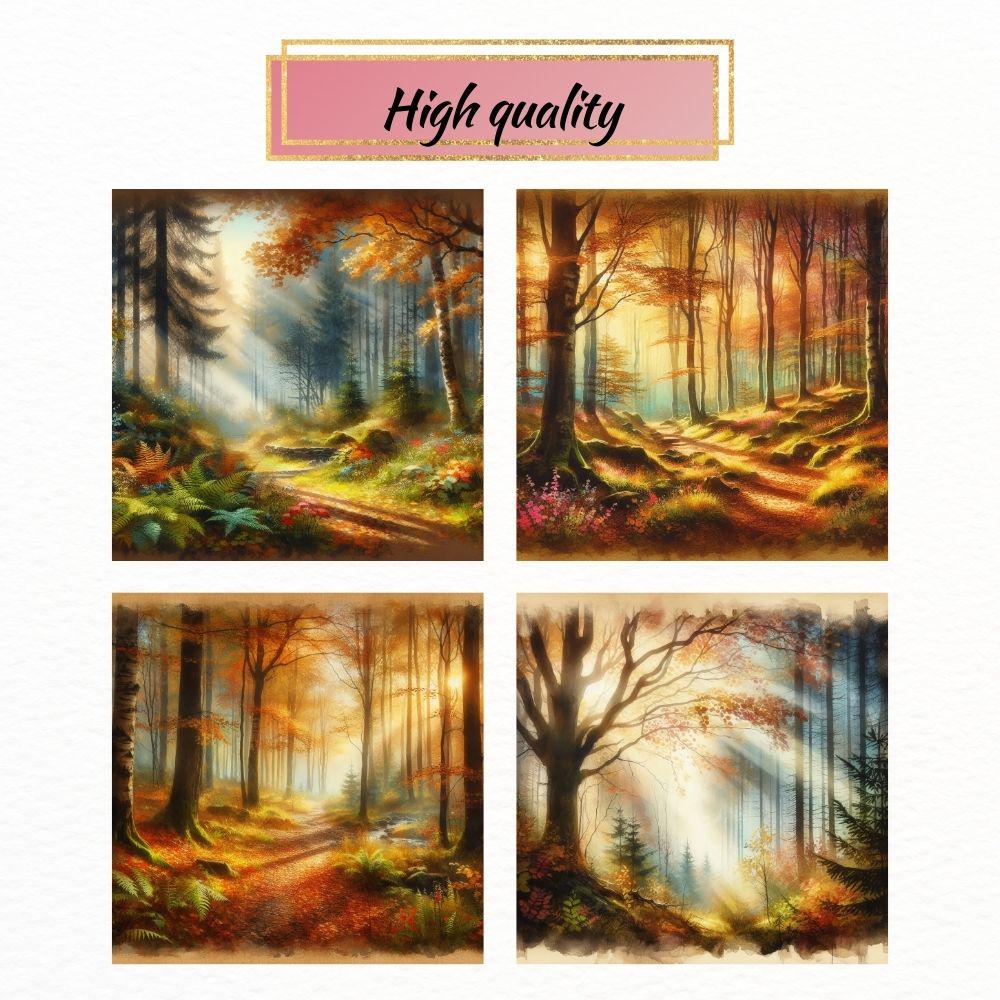 Romantic Fall Forest Digital Paper | Printable Autumn Landscape ...