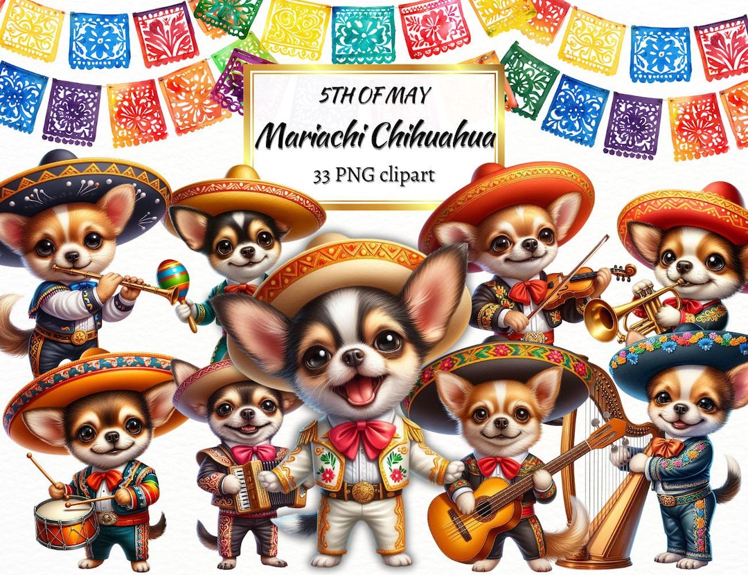 Mariachi Chihuahua Clipart, Happy Cinco De Mayo PNG, Charro, Mexican ...