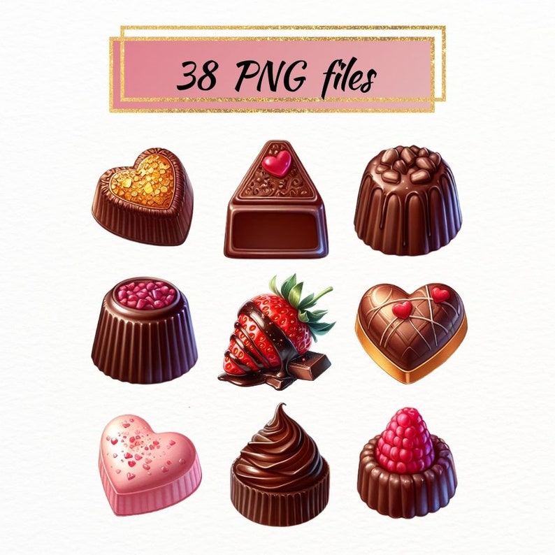 Watercolor Valentines Chocolate Cliparts Collection for Instant ...