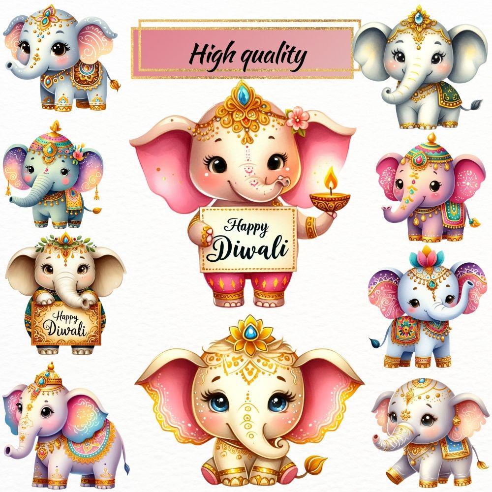 Diwali Animals Clipart: Elephant, Cow, Peacock - Indian Festival (PNG ...