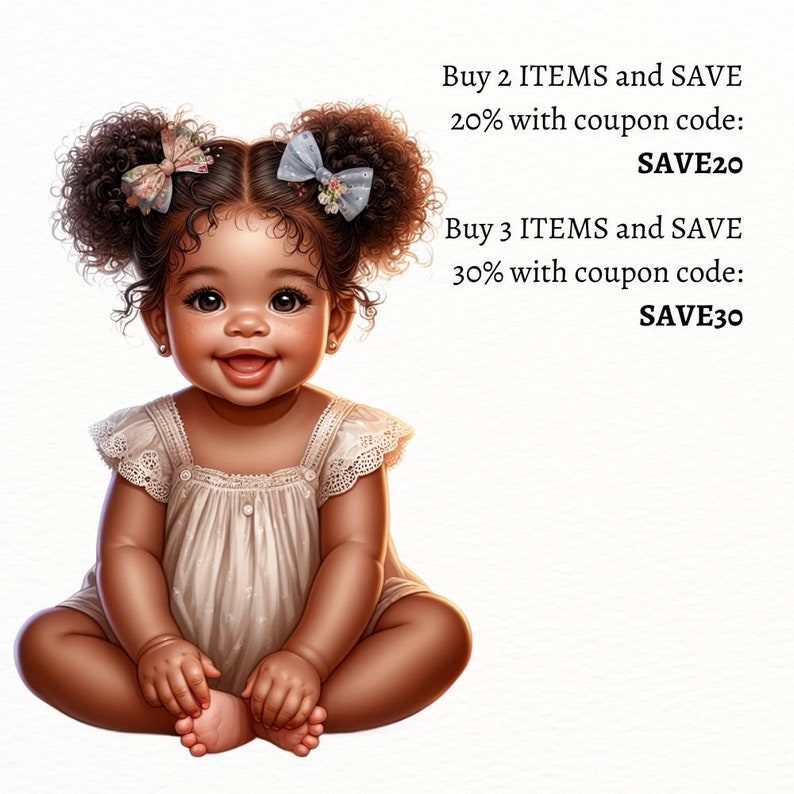 Watercolor All Races Baby Girl Clipart, Cute Babies PNG, Instant ...