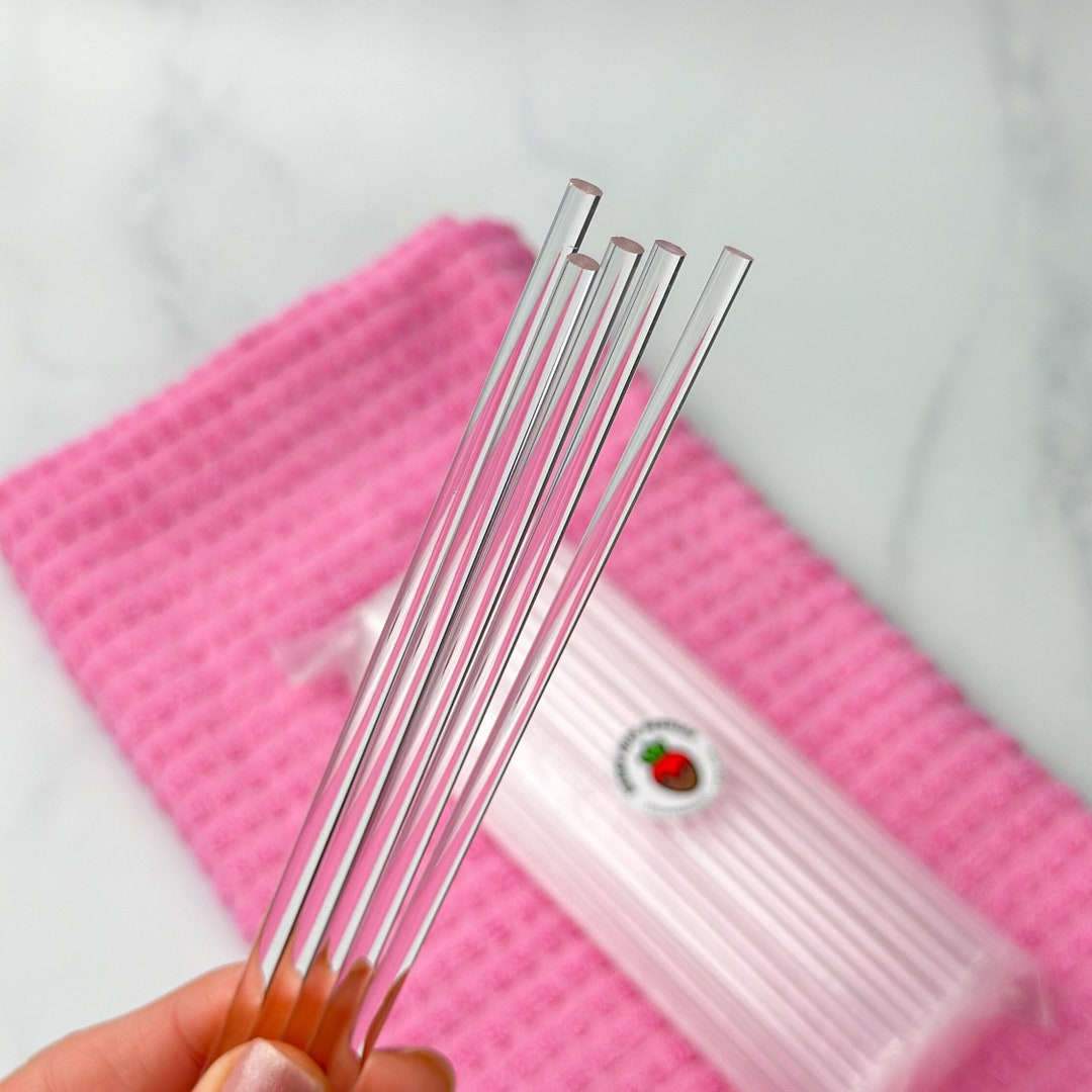 Acrylic Sticks for Cake Pops and Rice Krispies 6" 4mm - Clear Sticks ...