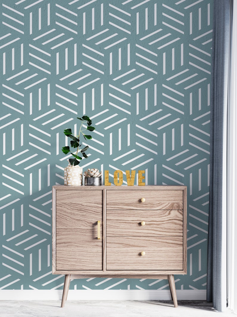 Cubic Tiling Wall Stencils Pattern DIY Painting for Panel Design ...