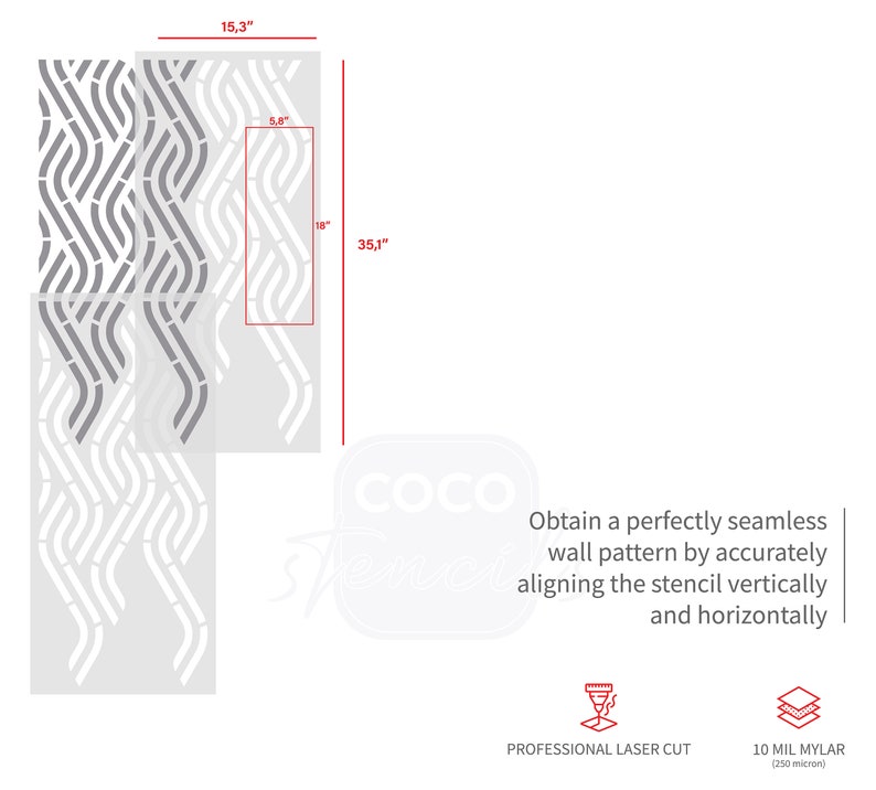 Geometric Stencil Pattern Wall - DIY Wall Stencil Painting for Modern ...