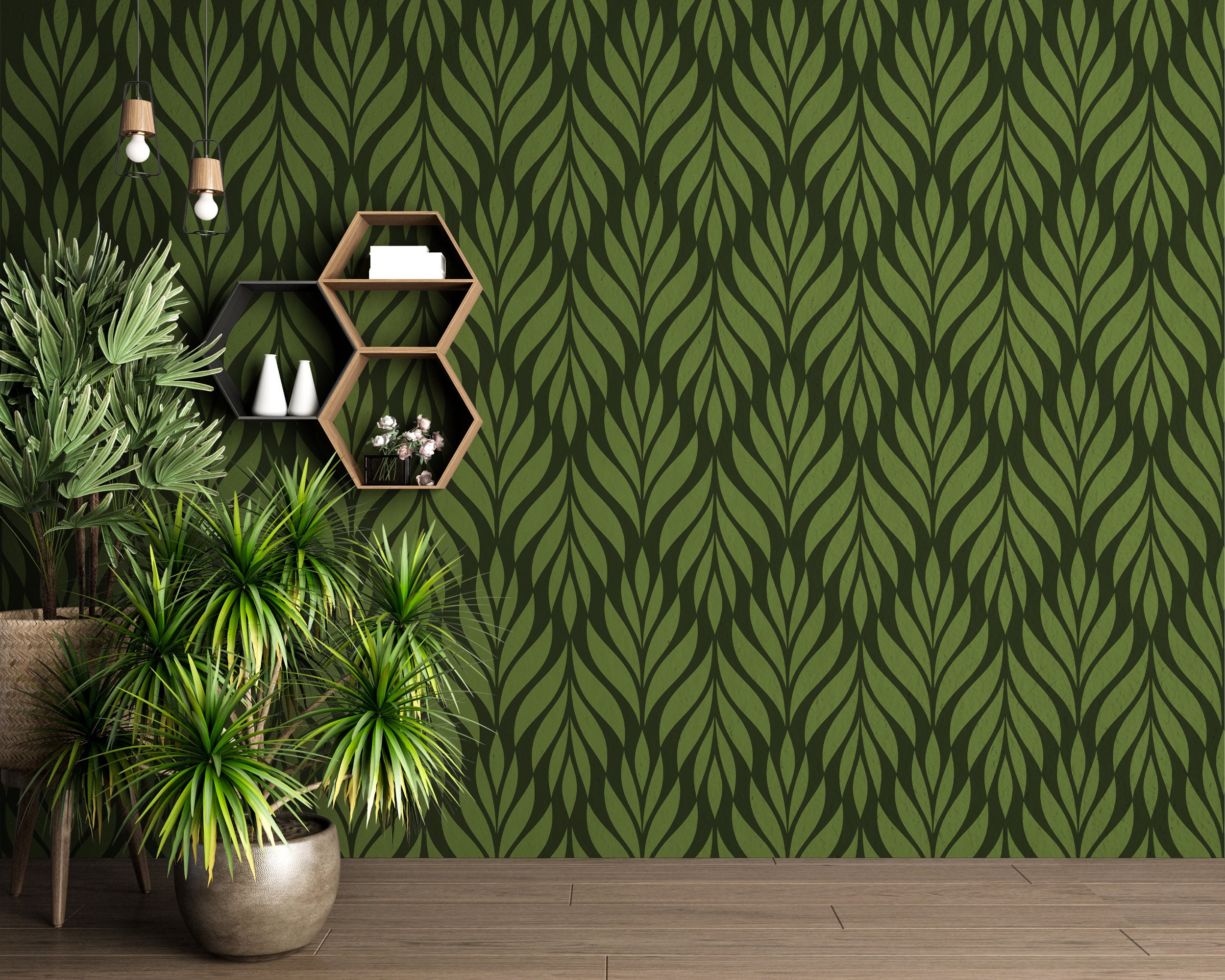 Leaves Stencil Pattern Wall DIY Wall Stencil Painting for Scandinavian ...