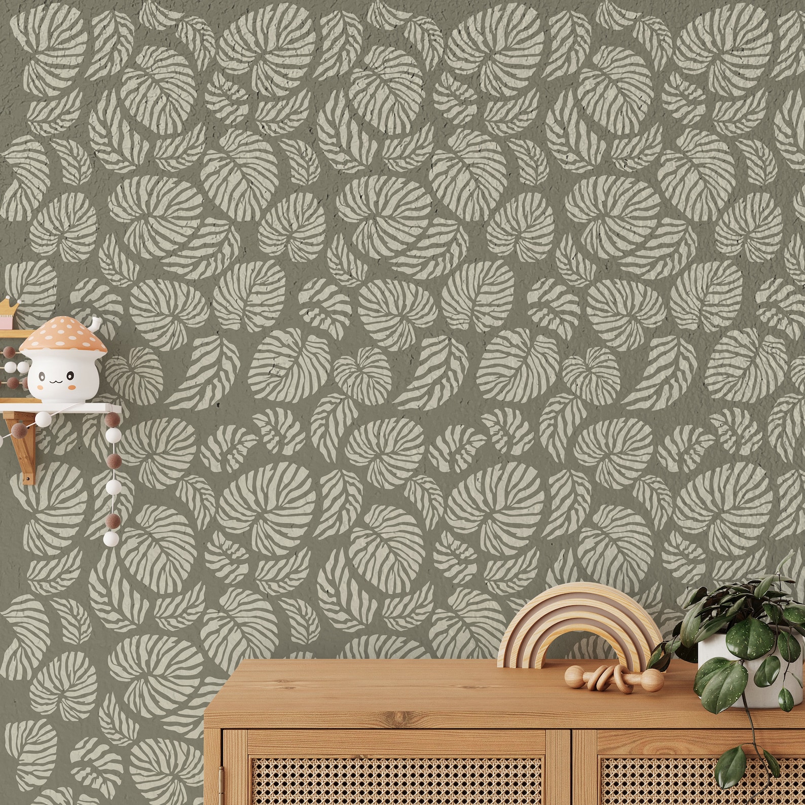 Tropical Leaves Stencil Pattern Wall - DIY Wall Stencil Painting for ...