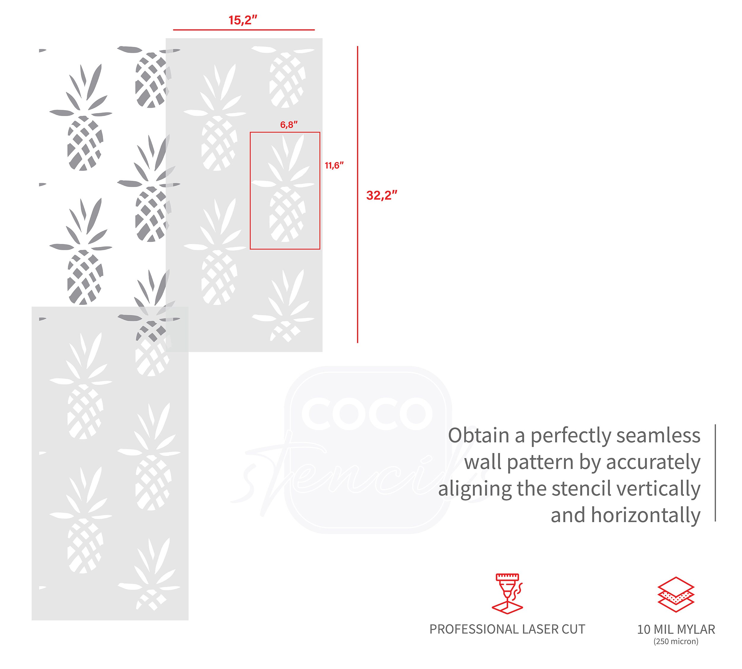 Pineapple Wall Stencils DIY Stencils Painting for Kids Stencils Wall ...