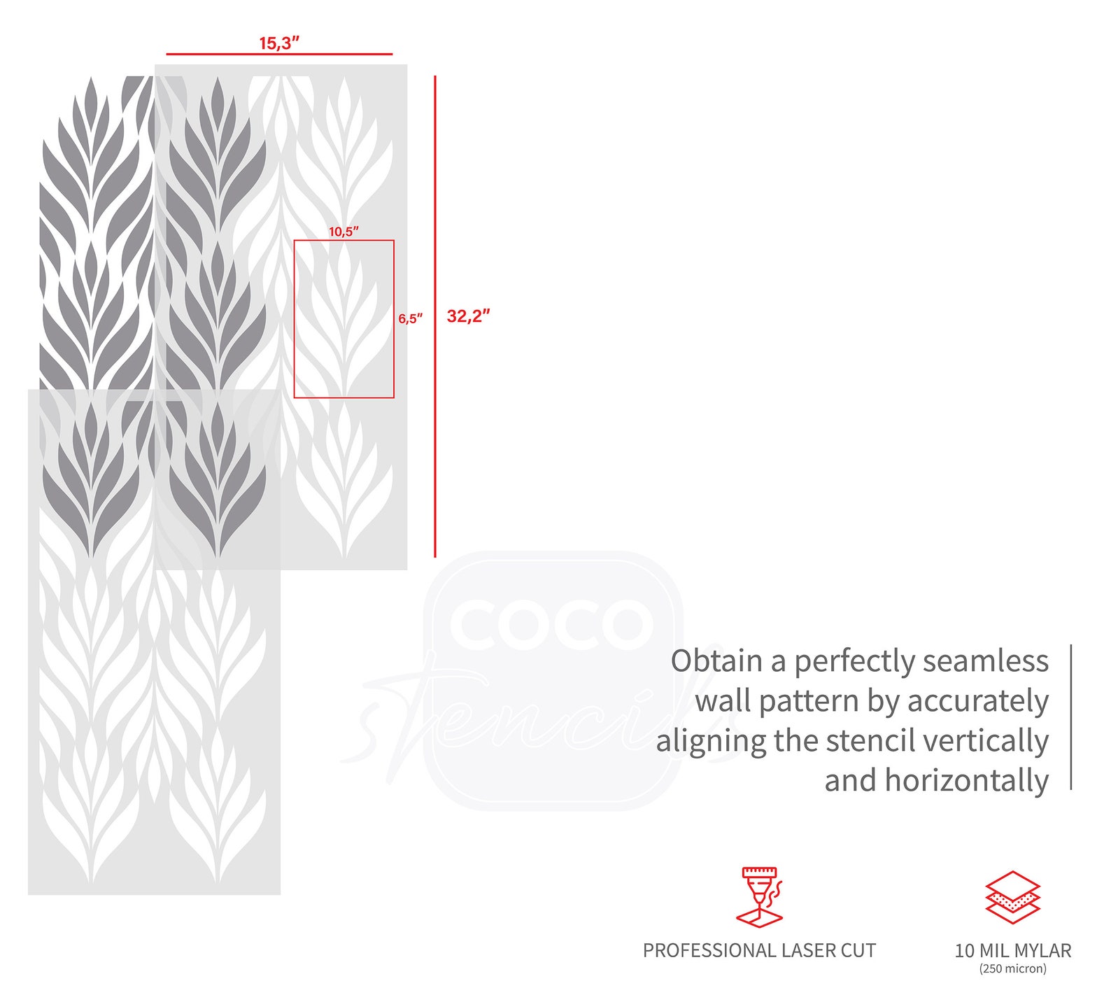 Leaves Stencil Pattern Wall DIY Wall Stencil Painting for Scandinavian ...