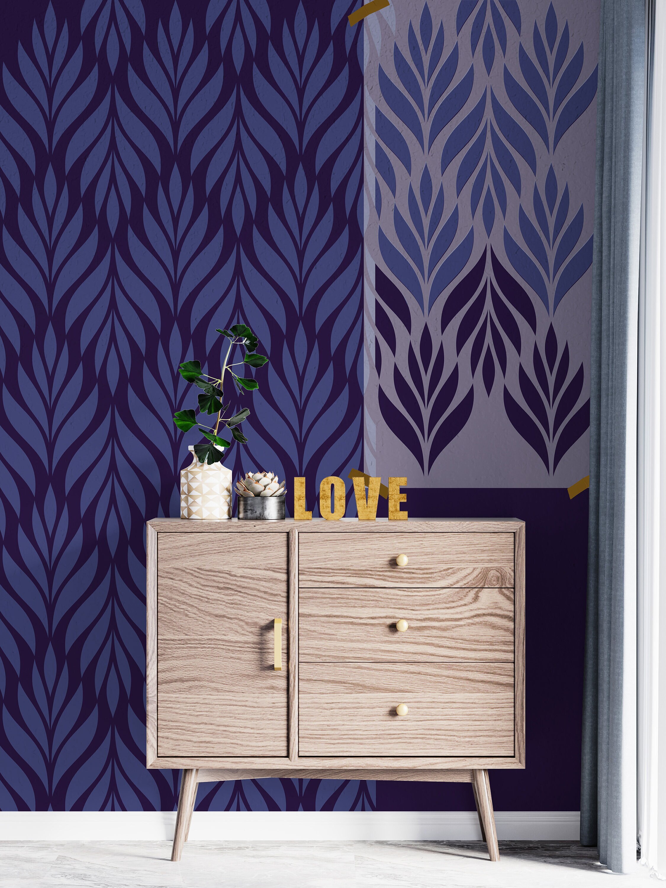 Leaves Stencil Pattern Wall DIY Wall Stencil Painting for Scandinavian ...