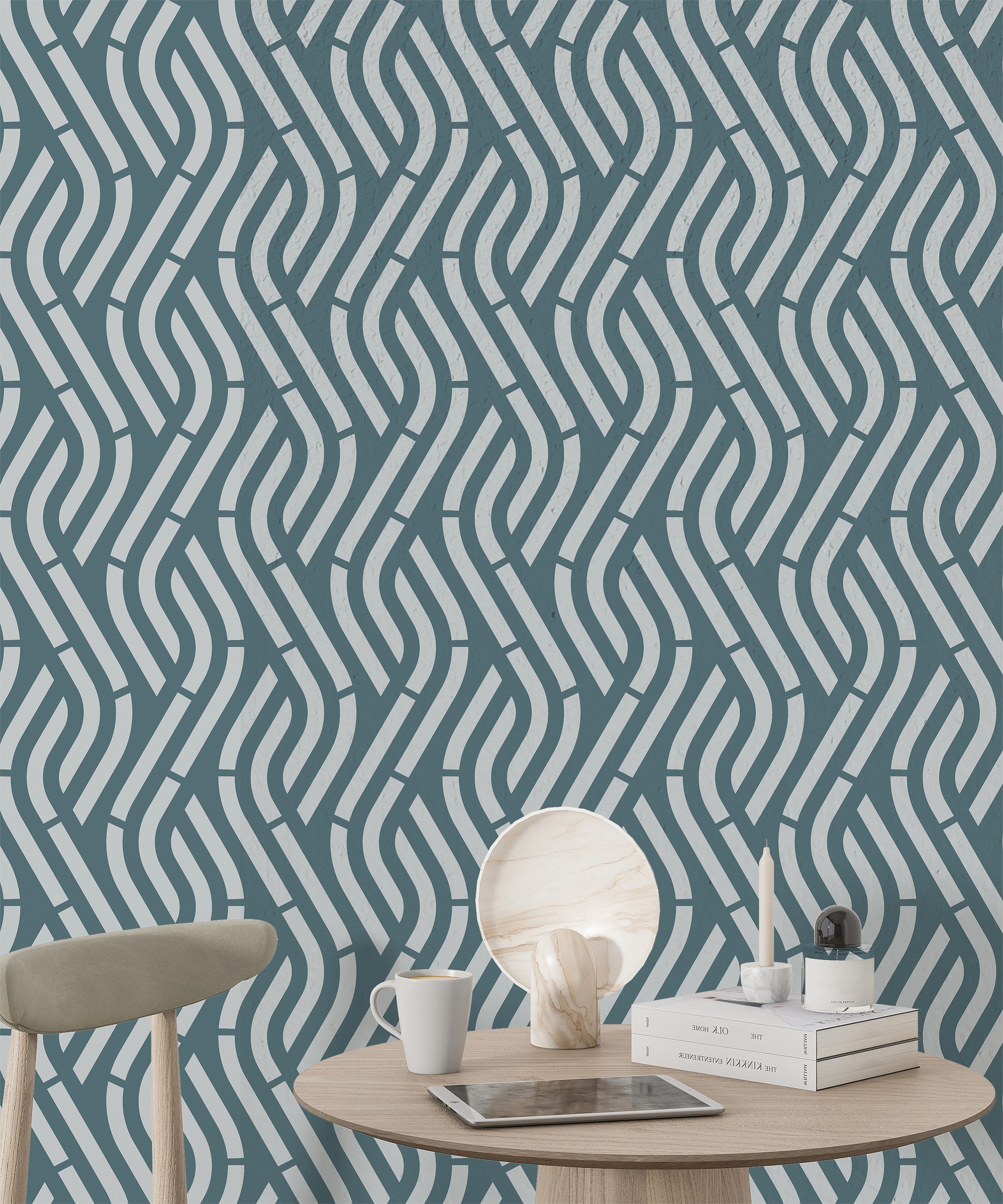 Geometric Stencil Pattern Wall - DIY Wall Stencil Painting for Modern ...