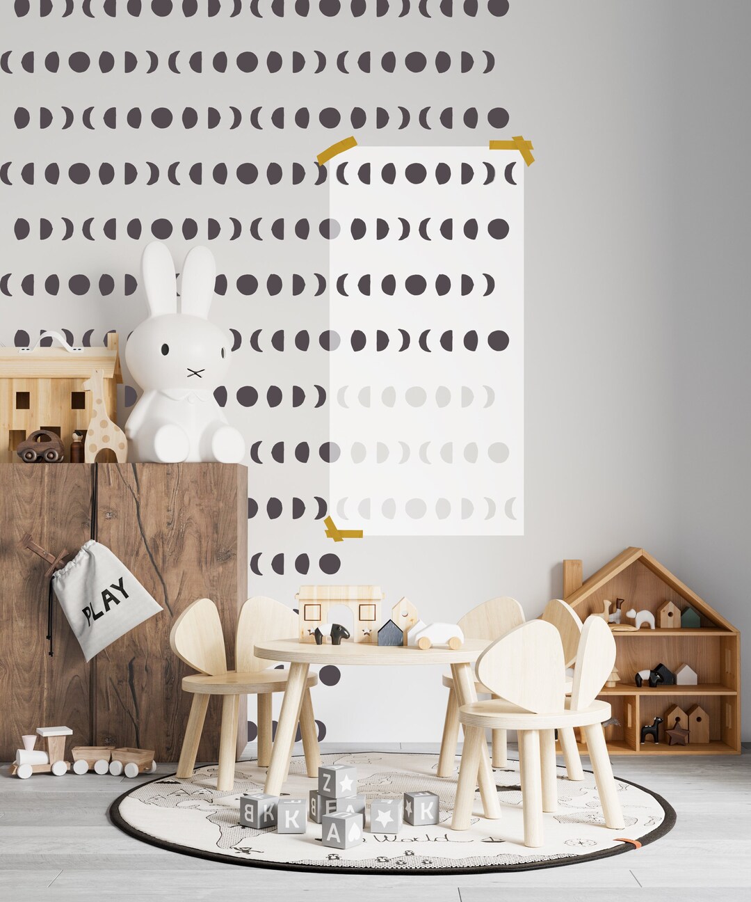 Moon Stencils Pattern Wall - DIY Stencil Painting for Kids Room - Semi ...