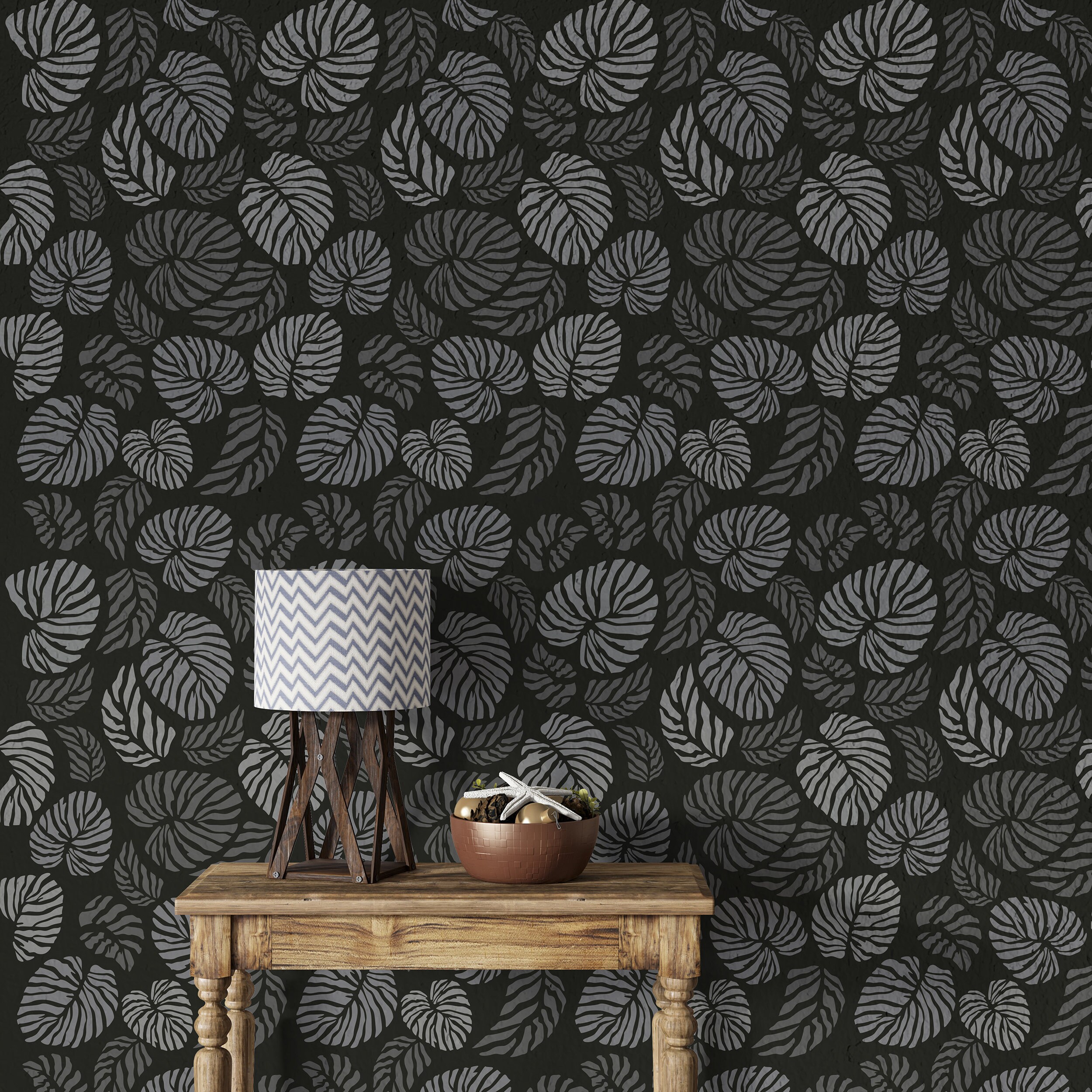 Tropical Leaves Stencil Pattern Wall DIY Wall Stencil Painting for ...