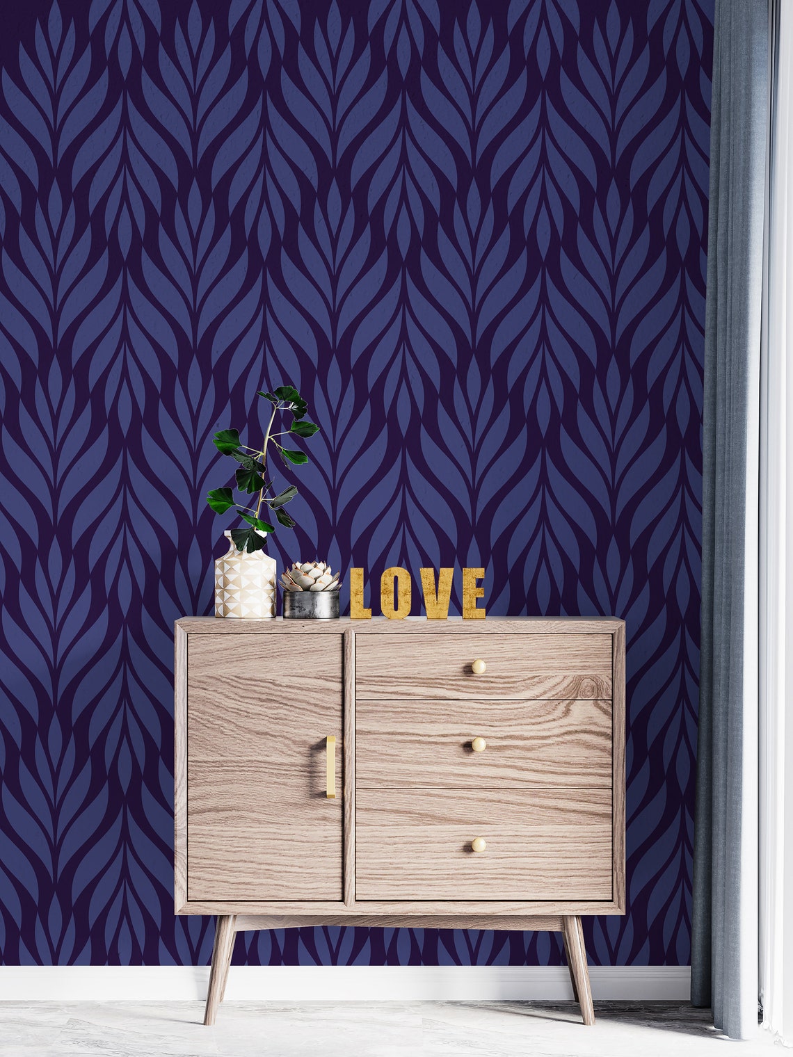 Leaves Stencil Pattern Wall DIY Wall Stencil Painting for Scandinavian Style Floral Wall Design ...