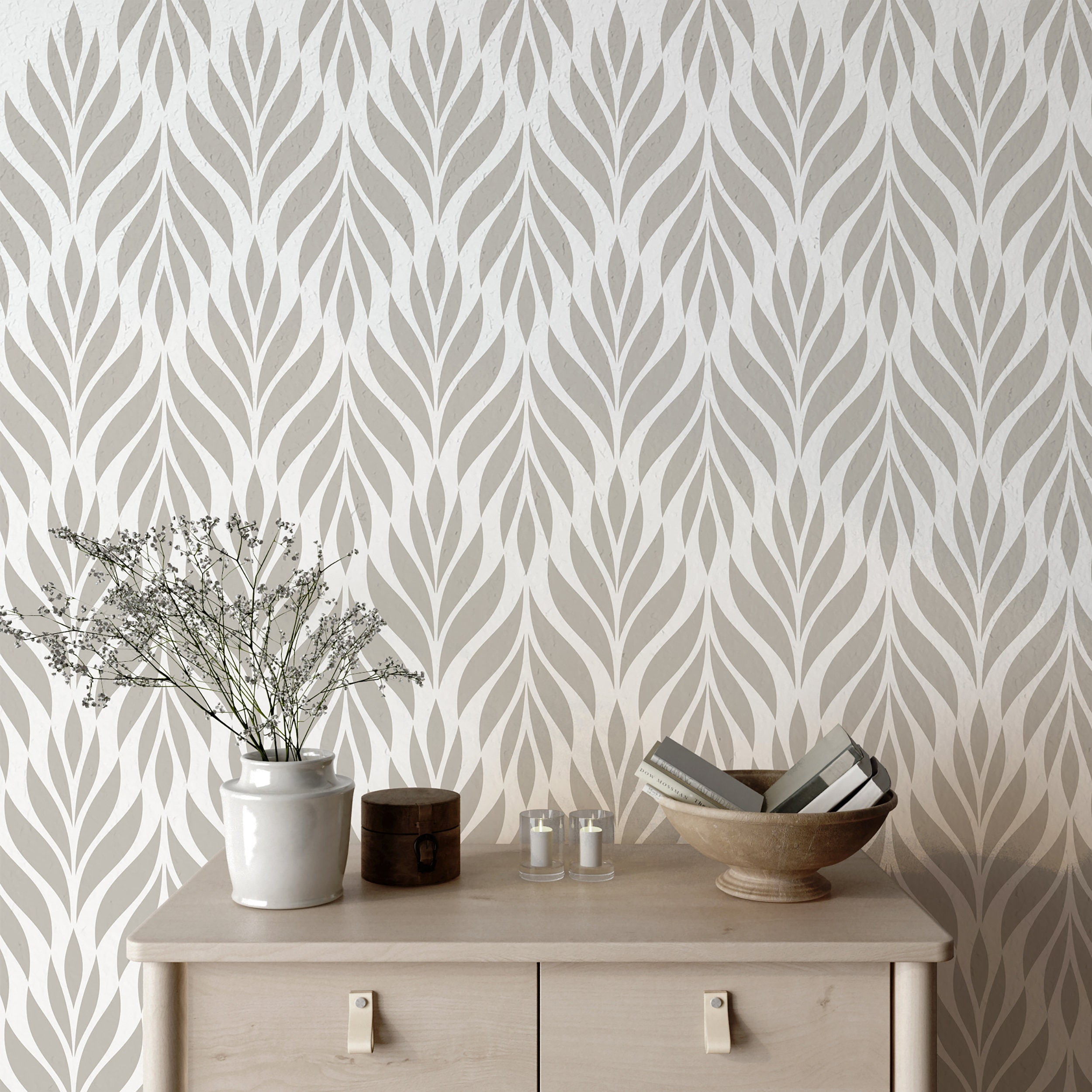 Leaves Stencil Pattern Wall DIY Wall Stencil Painting for Scandinavian ...