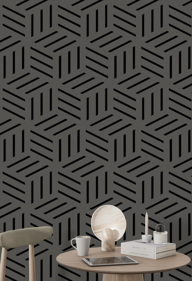 Cubic Tiling Wall Stencils Pattern DIY Painting for Panel Design ...