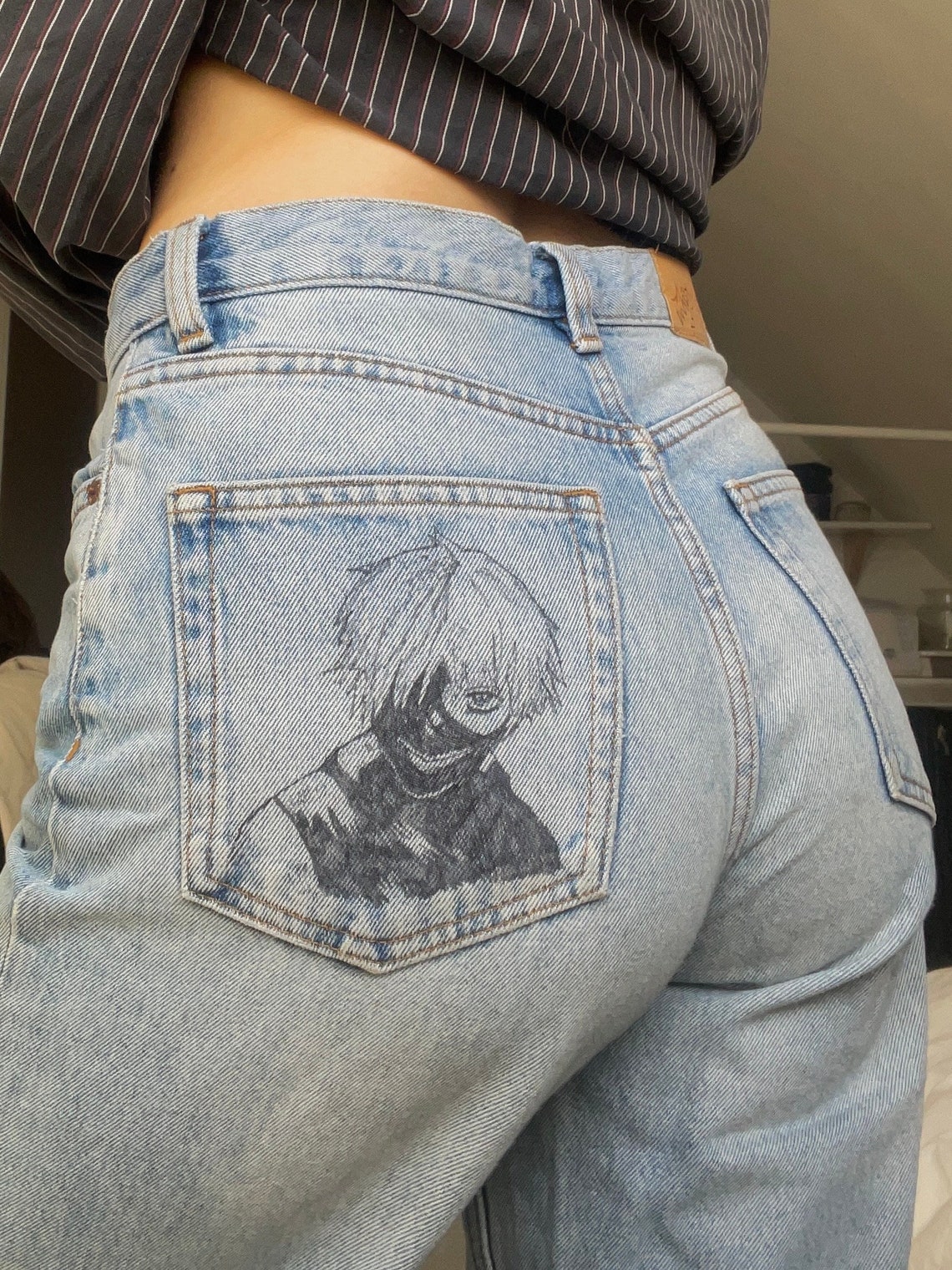 Customised Tokyo Ghoul Jeans in Woman’s Size 28 - Etsy