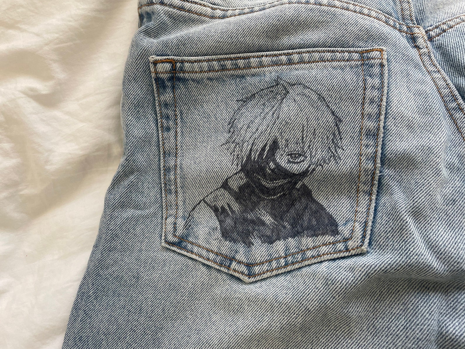Customised Tokyo Ghoul Jeans in Woman’s Size 28 - Etsy