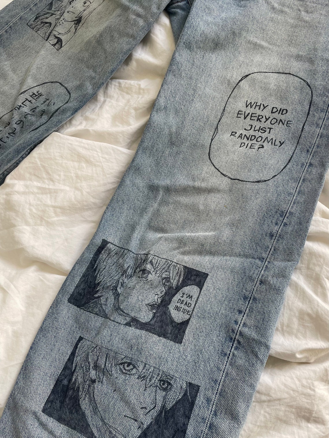 Customised Tokyo Ghoul Jeans in Woman’s Size 28 - Etsy