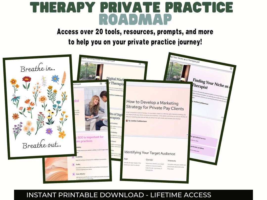 Therapist Private Practice Roadmap- 20+ Resources Digital Marketing, Client Schedule Template ...