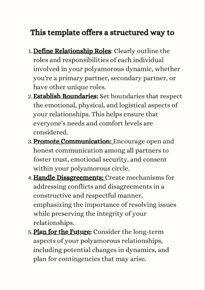 Polyamory Relationship Agreement Comprehensive Guide Workbook Conflict ...