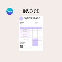 Basic Digital Invoice Canva Template With Logo, QR Code, Editable ...