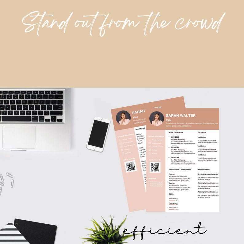 Professional Digital Resume and References Canva Templates With Photo ...
