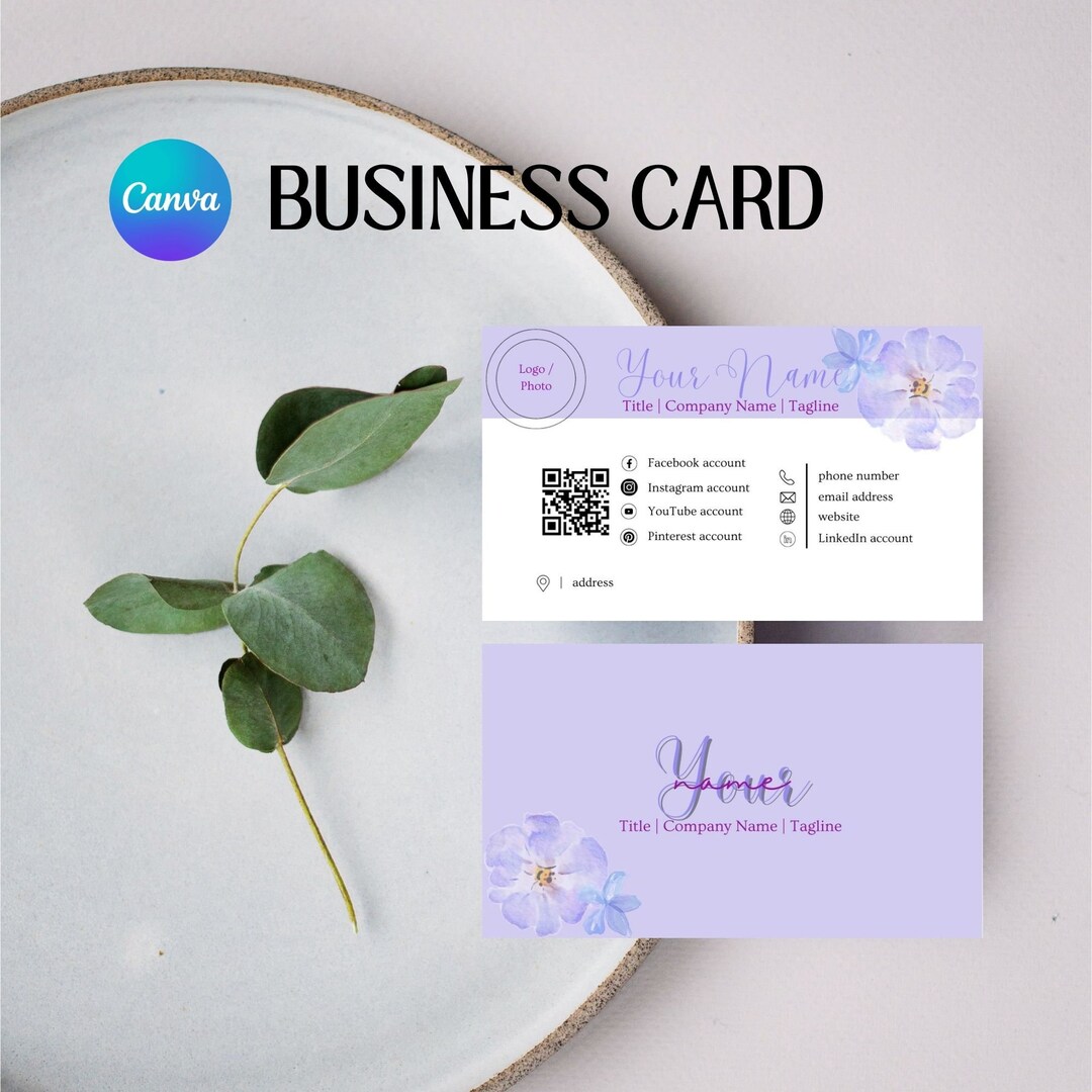 Modern Digital Business Card Canva Template With QR Code, Logo/photo ...