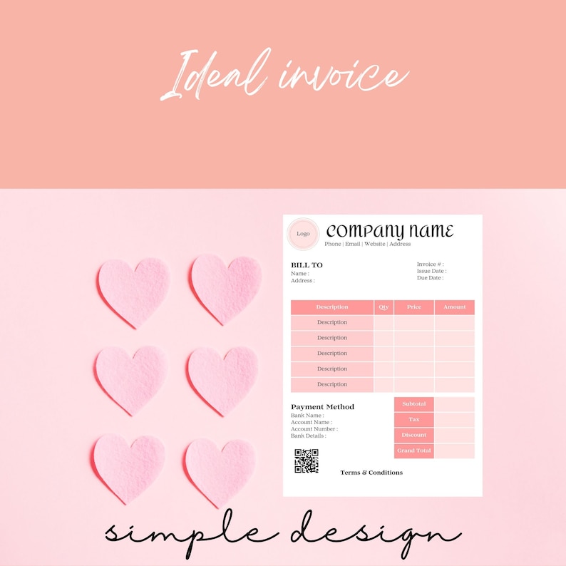 Basic Digital Invoice Canva Template With Logo, QR Code, Editable ...