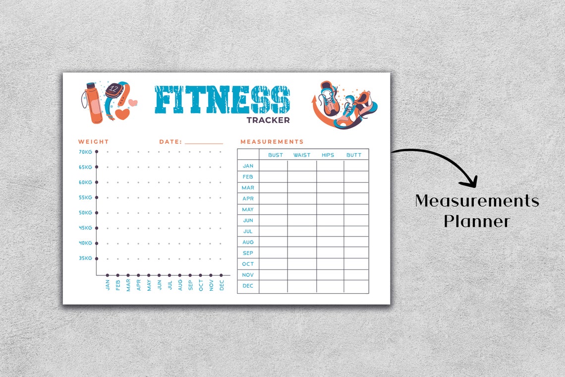 Printable Fitness Tracker, Body Measurements Sheet, Workout Planner ...