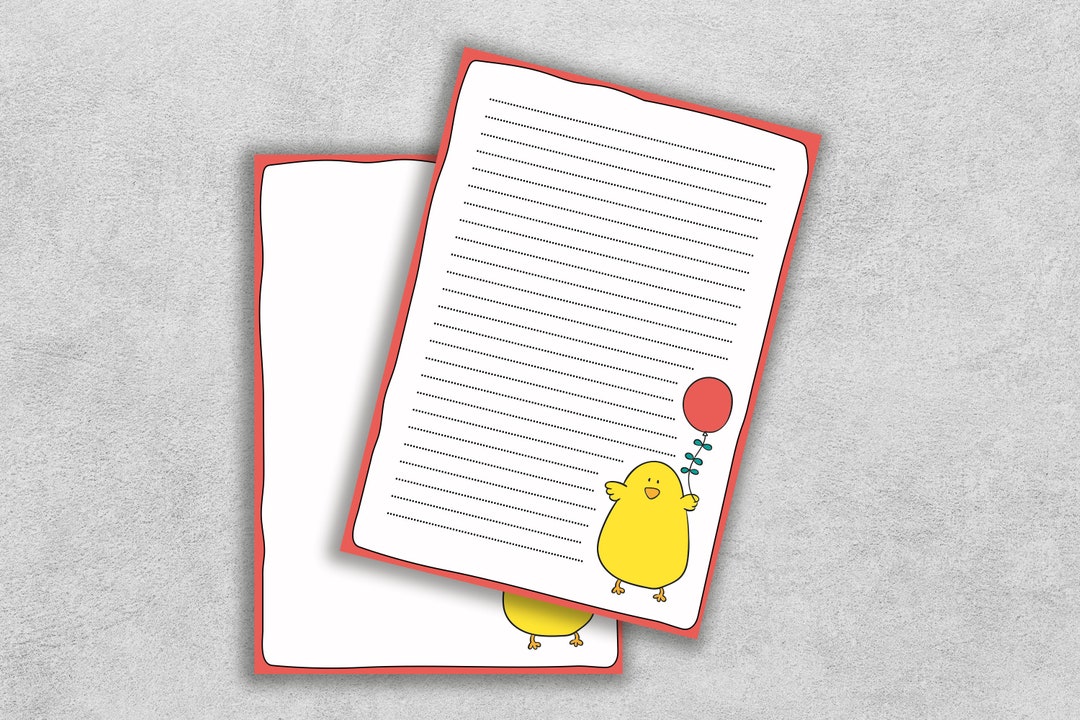 Printable Chick Note Sheet: Lined Stationery Paper (PDF, SVG, JPEG) - Etsy