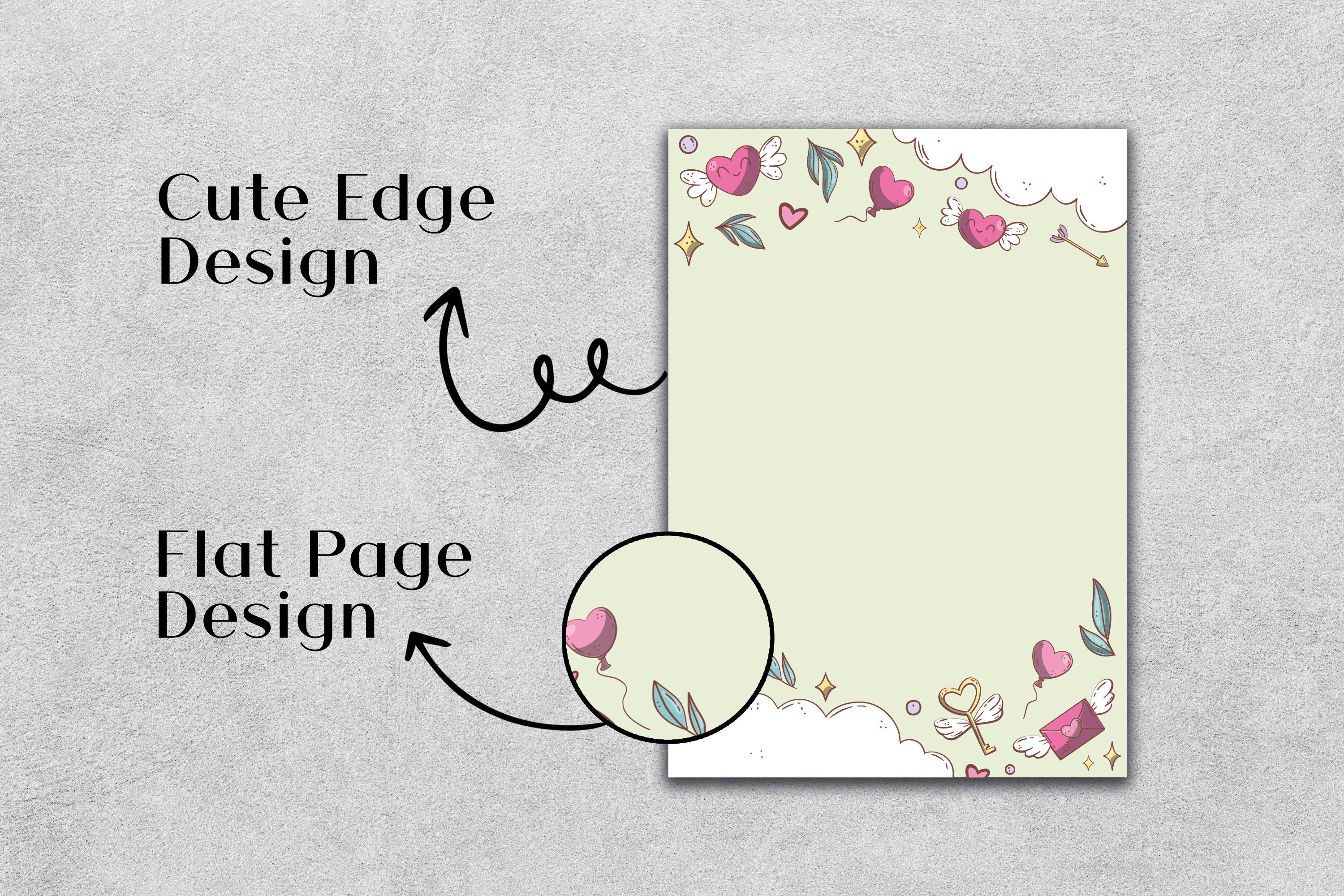 Printable Heart Printed Poetry or Letter Writing Paper, Lined and ...