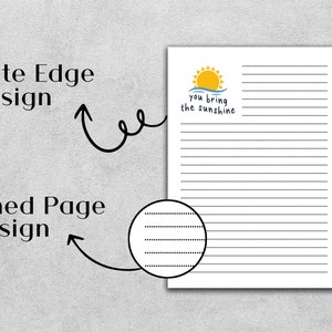 Printable Sun Sticker Lined Note Paper, Digital to Do List and Task ...
