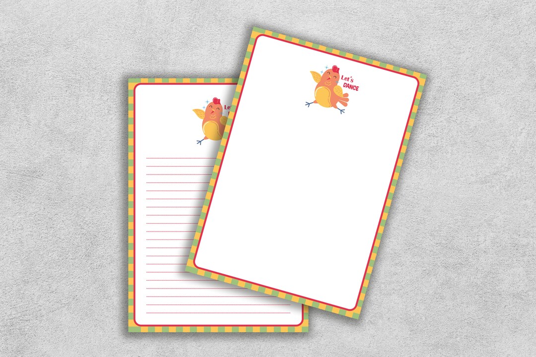 Printable Cute Note Paper, Digital Text Paper Design With and Without ...