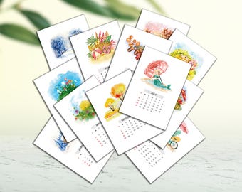 2025 Watercolor Calendar for Kids, Homeschool Classroom (printable PDF ...
