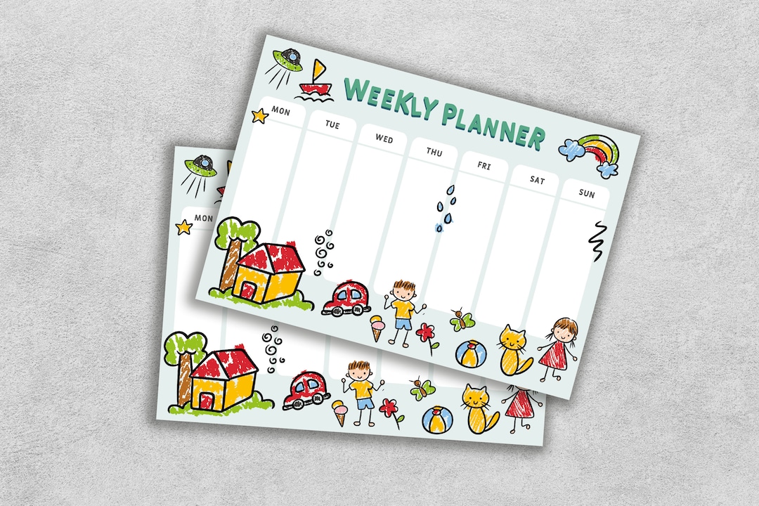 Printable Weekly Kids Planner, Digital Student Planner for Kids and ...
