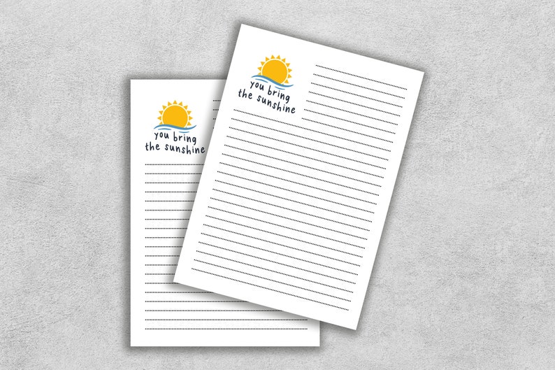 Printable Sun Sticker Lined Note Paper, Digital to Do List and Task ...
