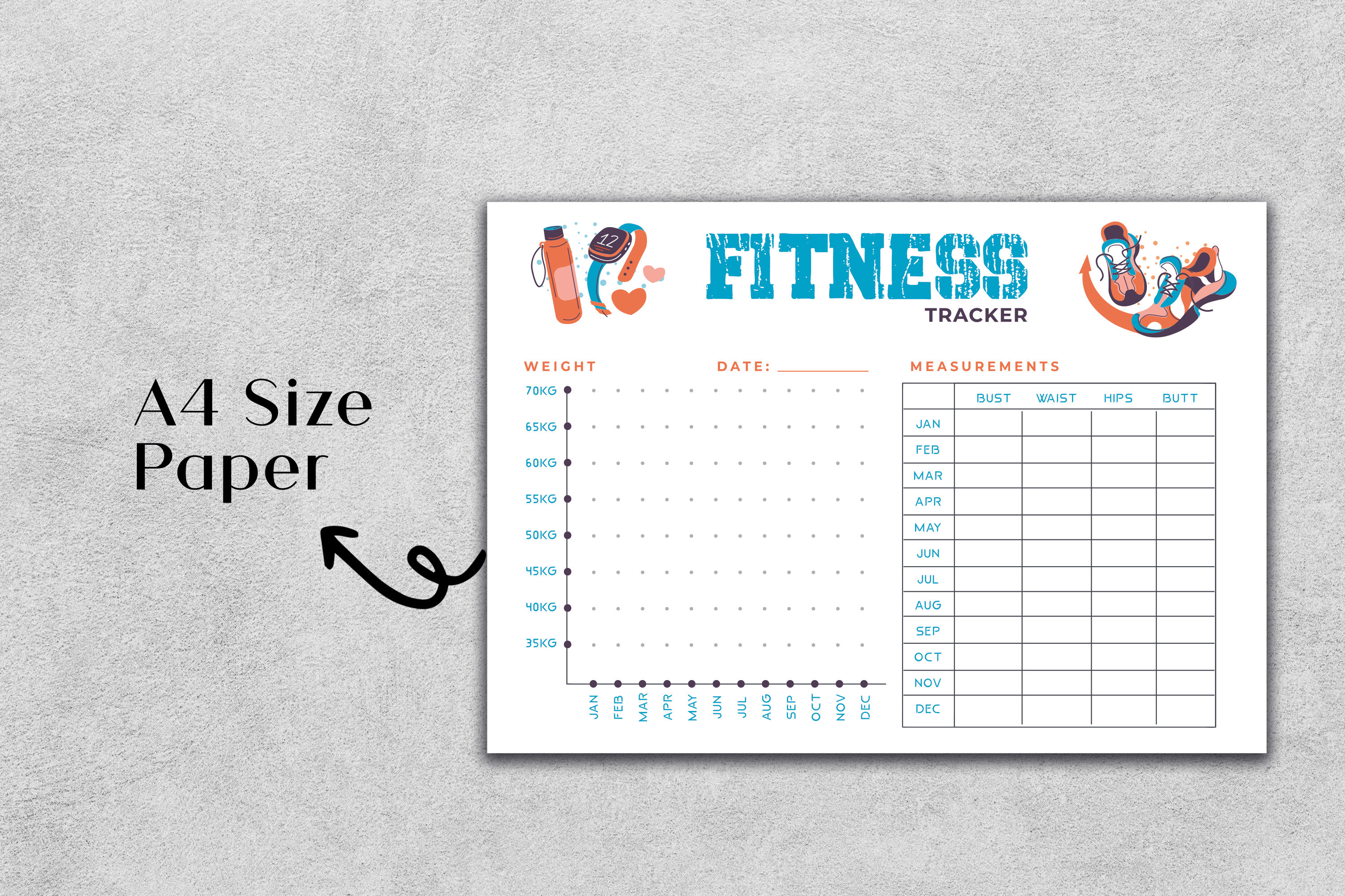 Printable Fitness Tracker, Body Measurements Sheet, Workout Planner ...