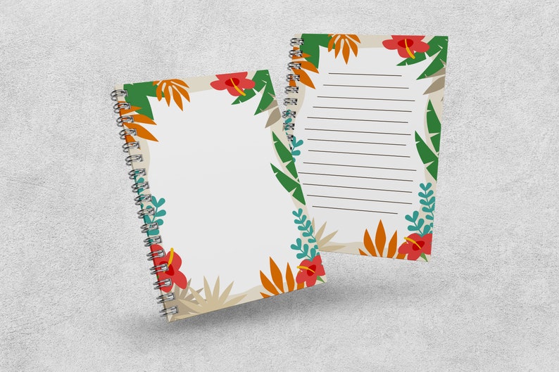 Printable Cute Flower Notebook Paper, Text Paper Design With and ...
